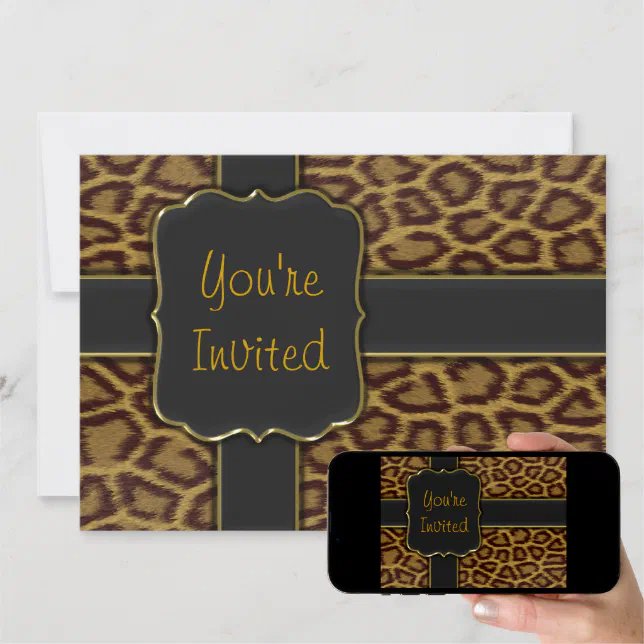 Leopard Print Party Invitation Template | Zazzle