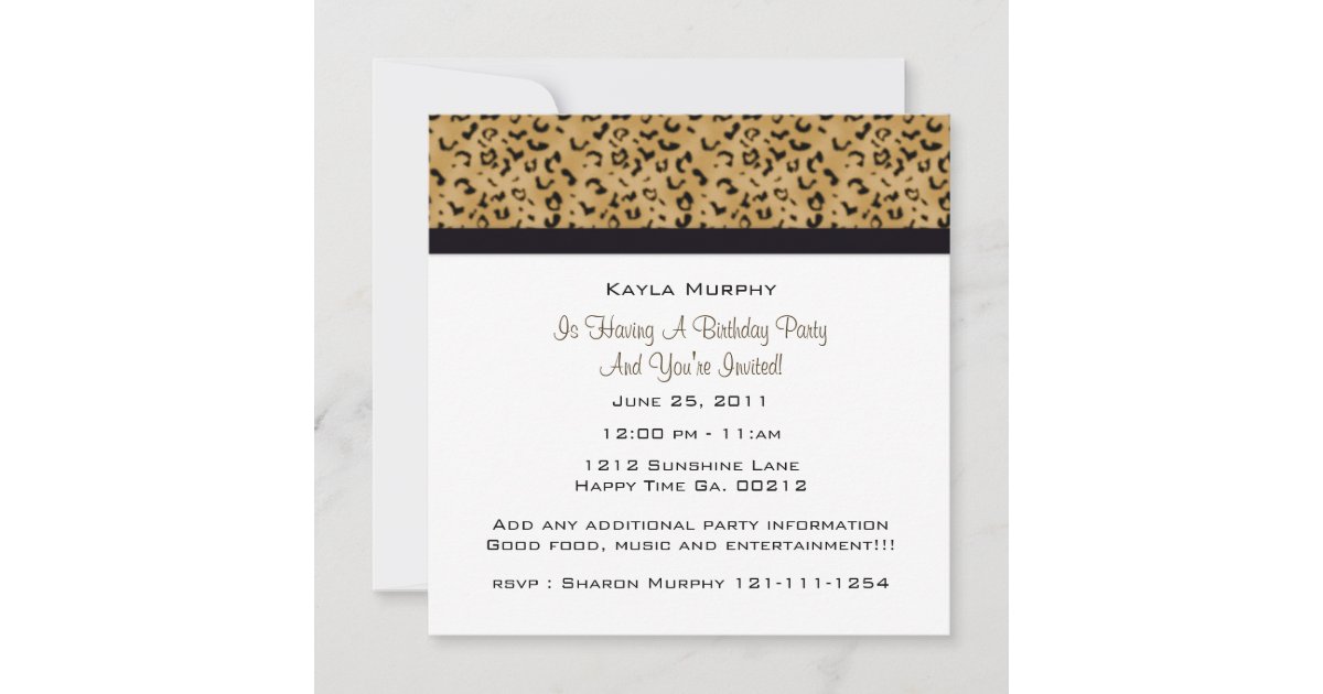 Leopard Print Party Invitations | Zazzle