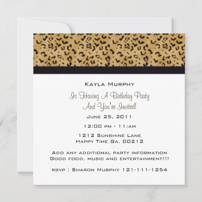 Leopard Print Party Invitations | Zazzle