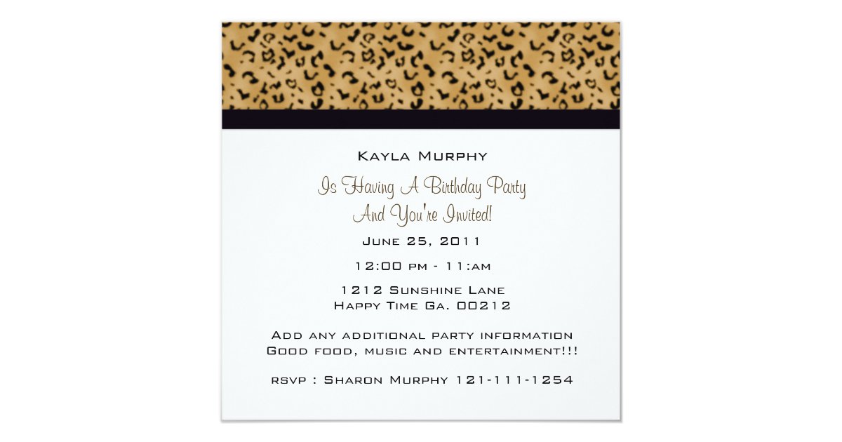Leopard Print Party Invitations | Zazzle.com