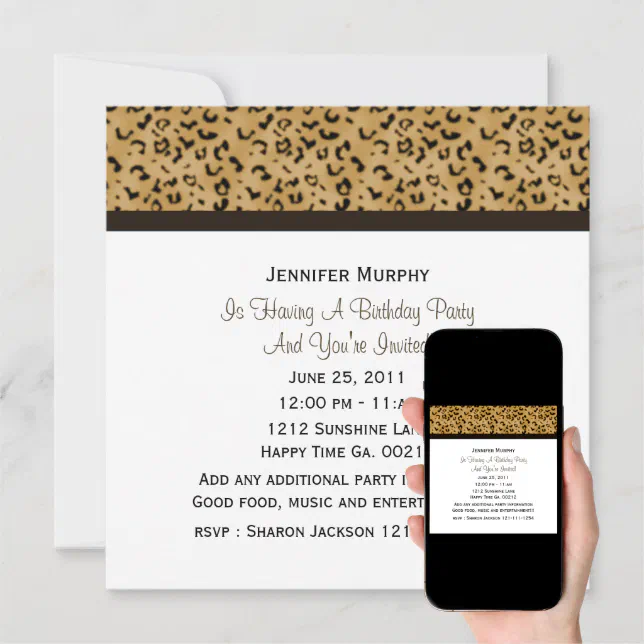 Leopard Print Party Invitations | Zazzle