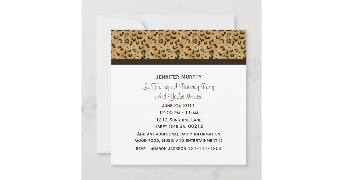 Leopard Print Party Invitations | Zazzle