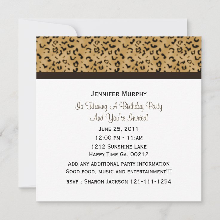 Leopard Print Party Invitations | Zazzle
