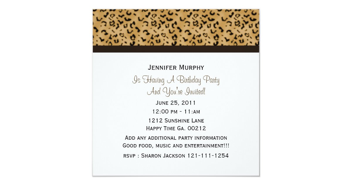 Leopard Print Party Invitations | Zazzle.com