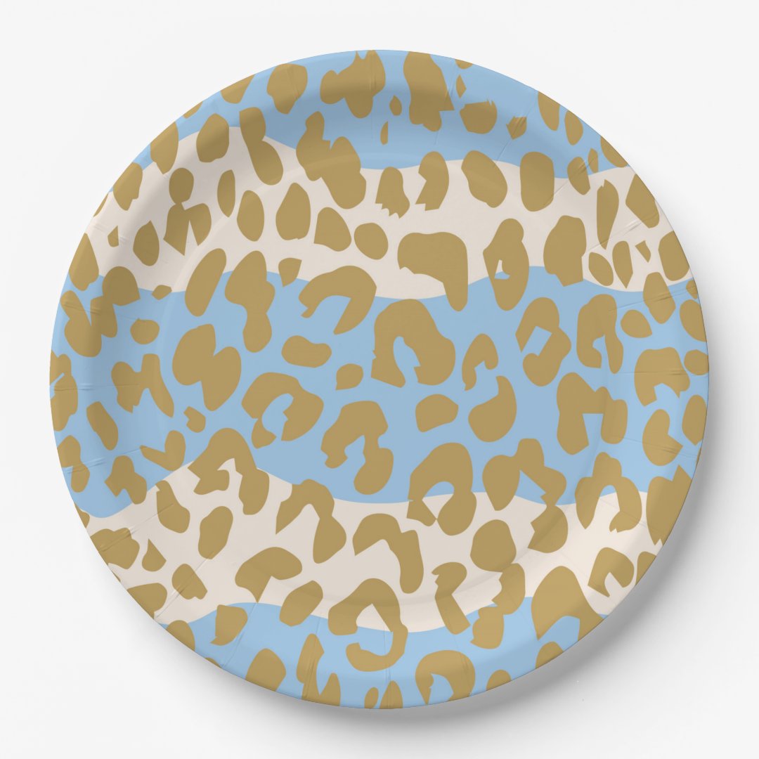 Leopard Print Party Plates (Blue) | Zazzle