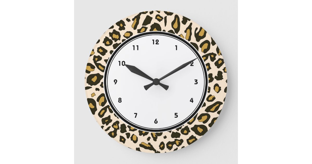 Leopard print pattern large clock | Zazzle