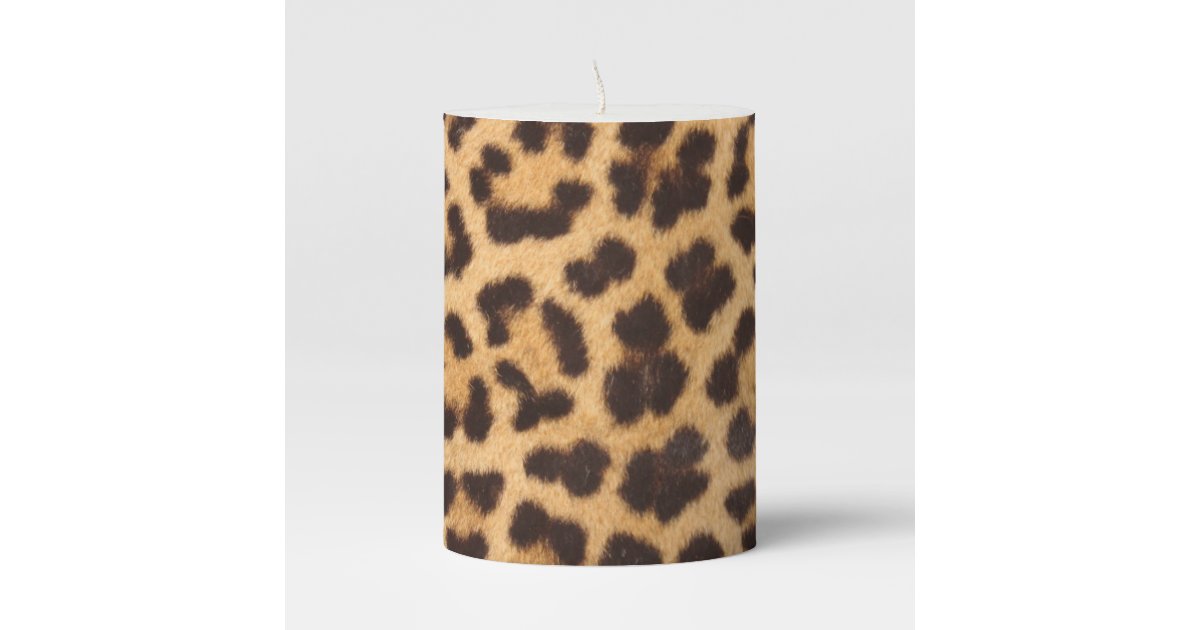 Leopard print pattern pillar candle | Zazzle.com