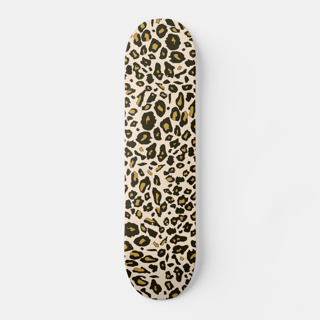 Leopard print pattern skateboard deck | Zazzle