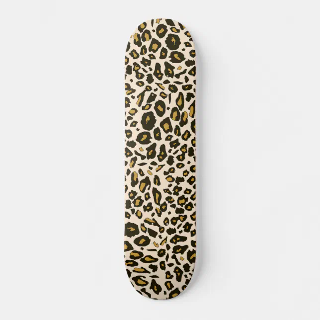 Leopard print pattern skateboard deck | Zazzle