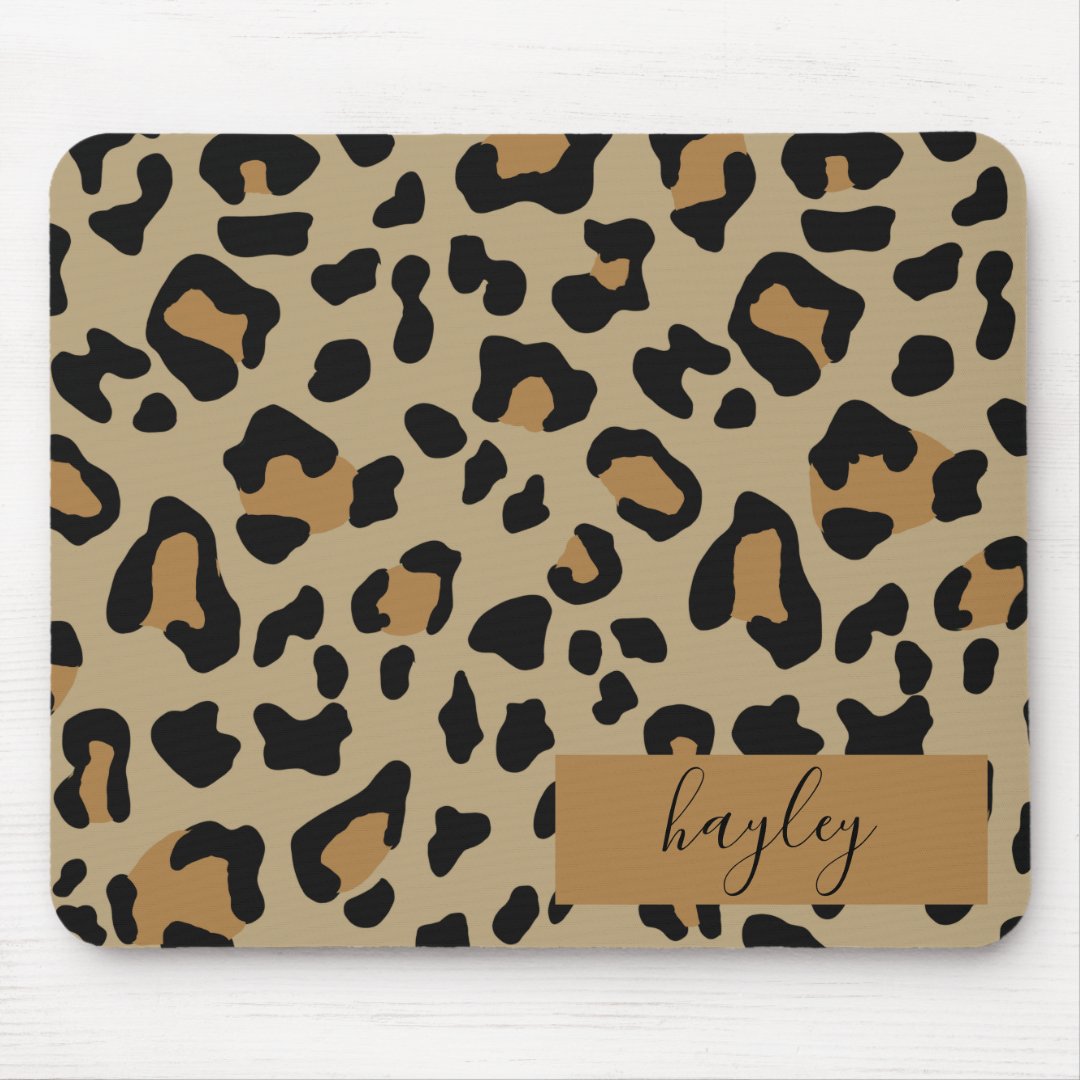 Leopard Print Personalized Mouse Pad | Zazzle