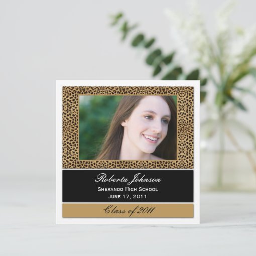 Leopard Print Photo Graduation Invitation | Zazzle
