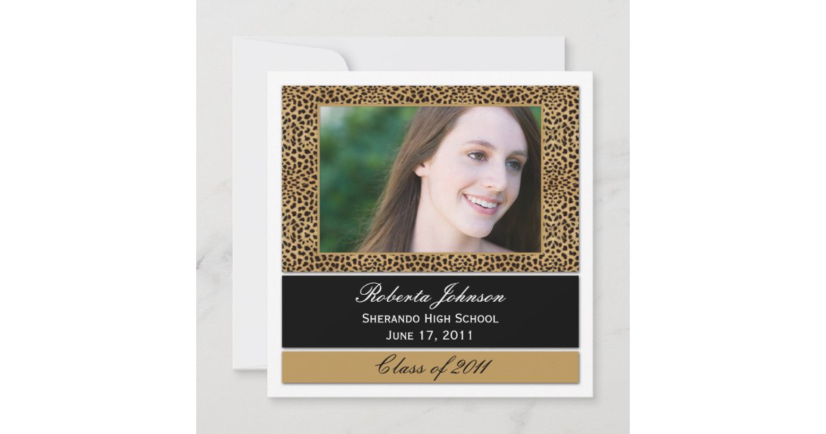 Leopard Print Photo Graduation Invitation | Zazzle