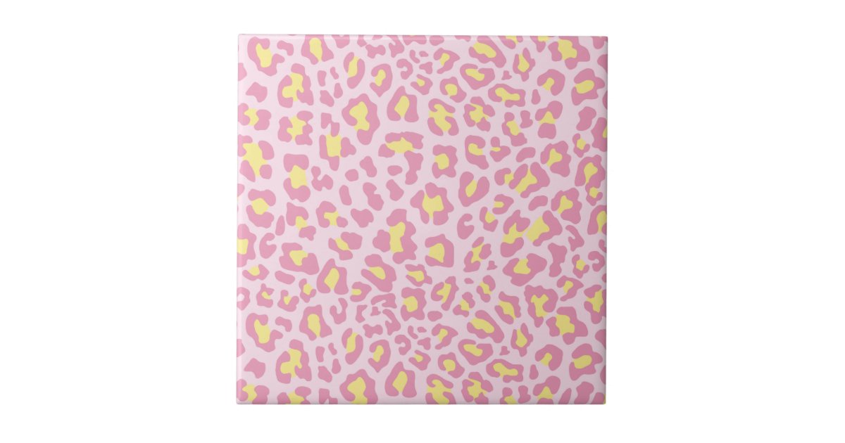 Leopard Print Pink and Yellow Ceramic Tile | Zazzle
