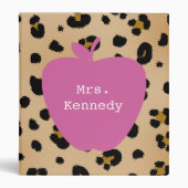 Leopard Print Pink Apple Teacher 3 Ring Binder | Zazzle