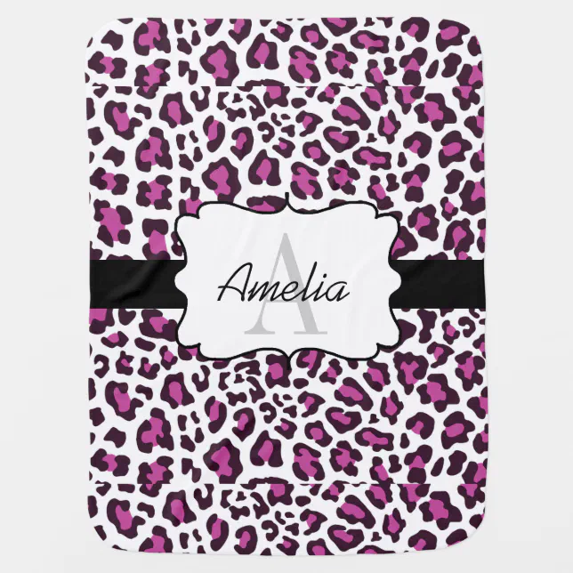Leopard Print Purple Black White Swaddle Blanket | Zazzle