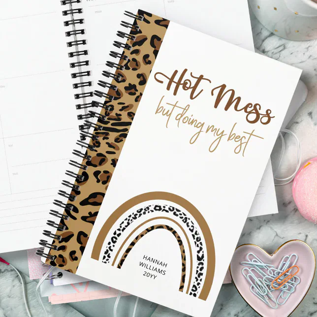 Leopard Print Rainbow Hot Mess Quote 2023 Planner | Zazzle