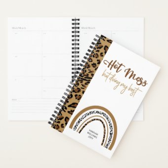 Leopard Print Rainbow Hot Mess Quote 2023 Planner | Zazzle