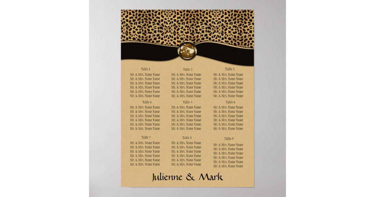 Leopard Print Seating Chart Poster | Zazzle