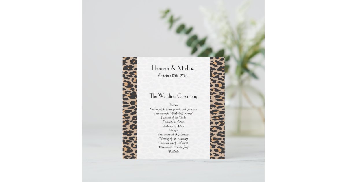 Leopard Print, Spots, Brown Leopard, Wedding Program | Zazzle