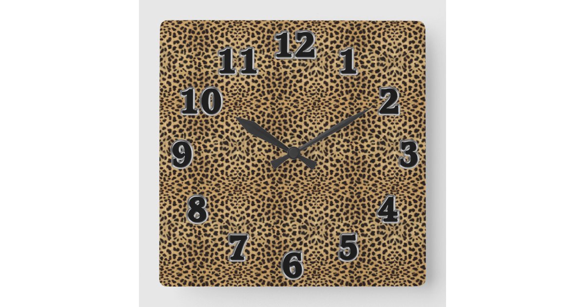 Leopard Print Square Wall Clock | Zazzle