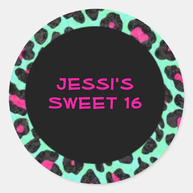 Leopard Print Sweet 16 Stickers | Zazzle