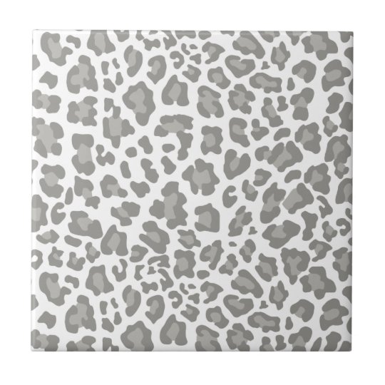 Leopard Print White and Gray Ceramic Tile | Zazzle.com