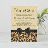 Leopard Print with Bow Graduation/Party Invitation | Zazzle