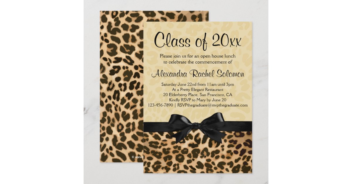 Leopard Print with Bow Graduation/Party Invitation | Zazzle