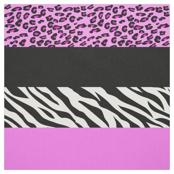 Pink and Black Leopard Print Spots Fabric | Zazzle