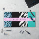 Leopard Print, Zebra Print, Blue, Your Name Desk Mat | Zazzle