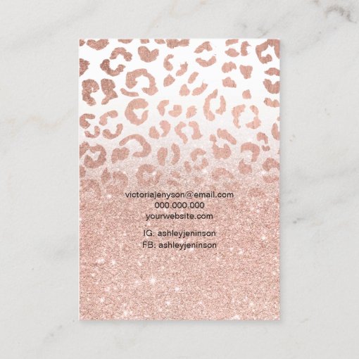 Leopard rose gold glitter logo jewelry earring business card | Zazzle