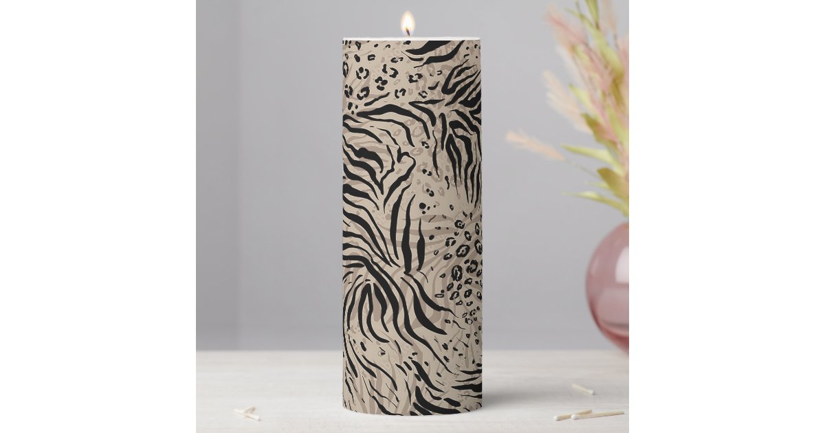 Leopard Seamless Pattern Pillar Candle | Zazzle