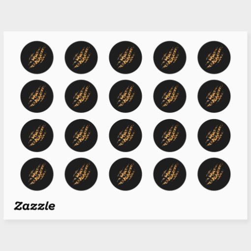 Leopard Skin Print Torn Claw Classic Round Sticker | Zazzle