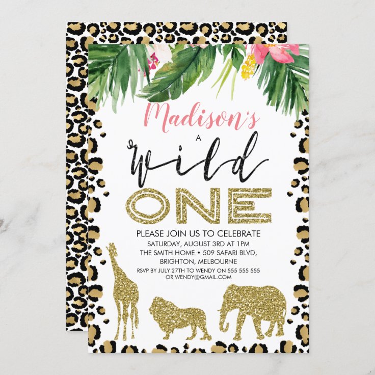 Leopard Skin Wild One Birthday Invitation | Zazzle