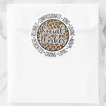 Leopard Social Worker, Social Work Gift Classic Round Sticker | Zazzle
