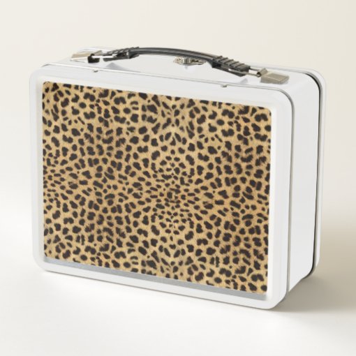 Leopard Spot Gold Glitter Rhinestone Metal Lunch Box | Zazzle