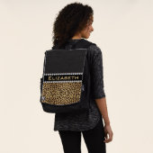 Leopard Spot Rhinestone Diamonds Monogram PHOTO Backpack | Zazzle