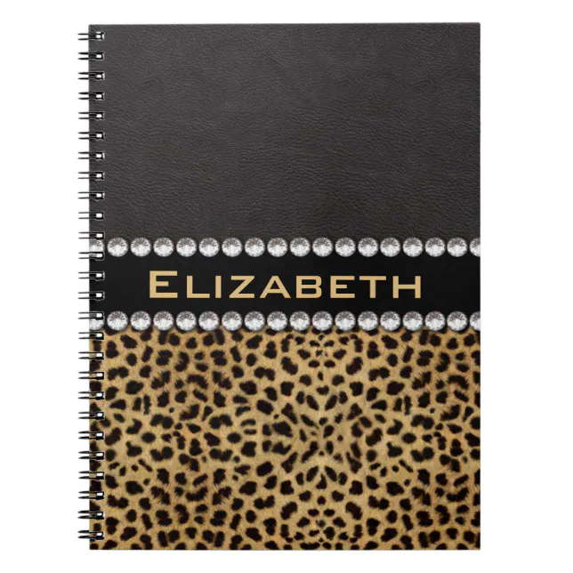 Leopard Spot Rhinestone Diamonds Monogram PHOTO Notebook | Zazzle