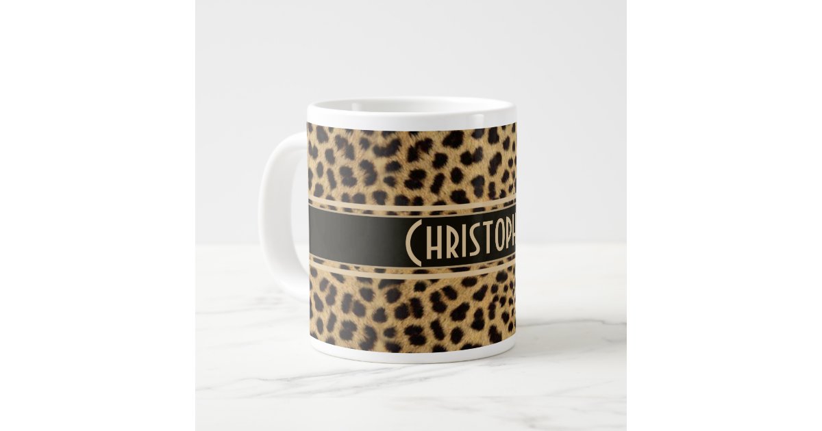 Leopard Spot Skin Print Personalized Giant Coffee Mug | Zazzle