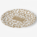 Leopard Spots Gold And White Animal Print Pattern Paper Plates | Zazzle