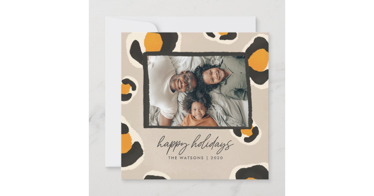 Leopard Spots Personalized Holiday Card | Zazzle