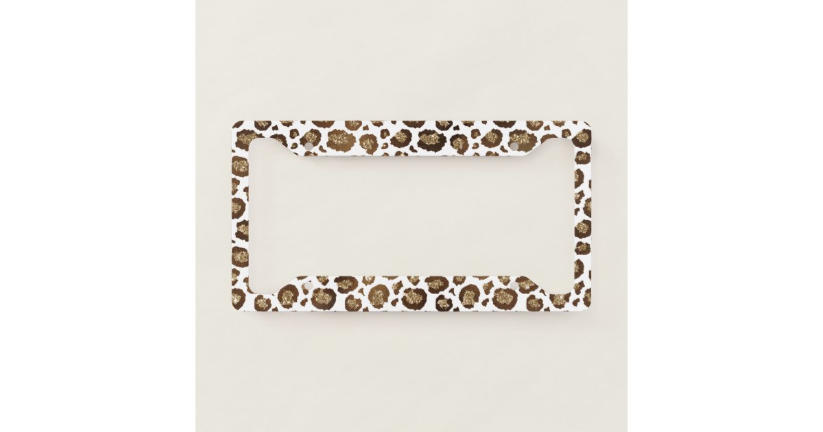Leopard Spots Wild Animals Golden Glitter Safari License Plate Frame ...