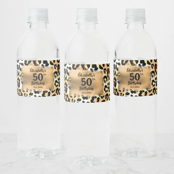 Leopard water bottle label | Zazzle