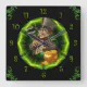 Leprechaun Leaning On Pot Of Gold Square Wall Clock | Zazzle