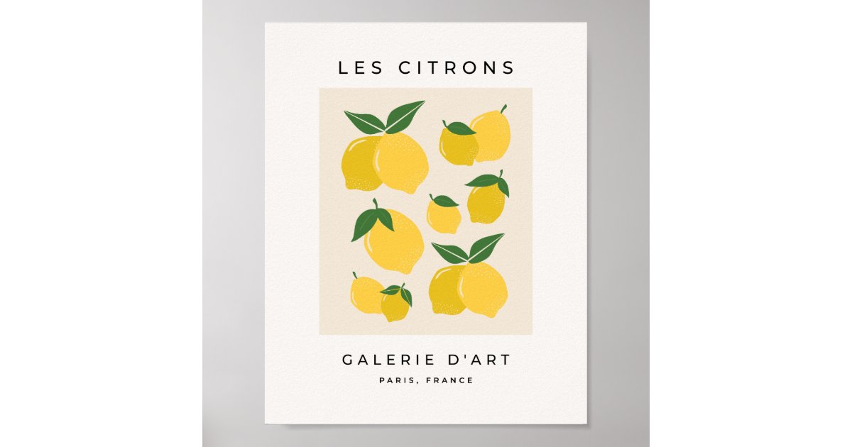 Les Citrons 01 Retro Lemon Abstract Lemons Poster | Zazzle