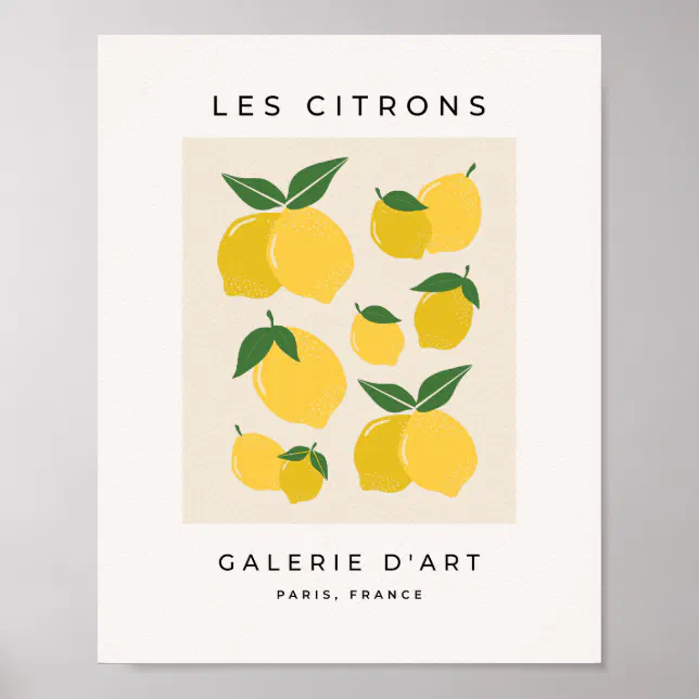 Les Citrons 01 Retro Lemon Abstract Lemons Poster | Zazzle
