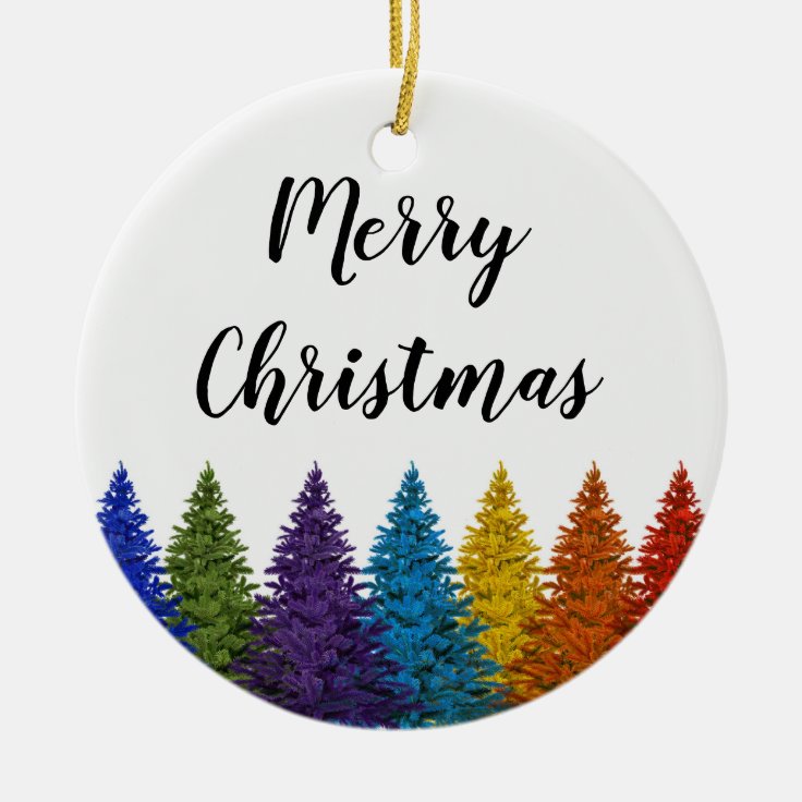 Lesbian Gay Pride Rainbow Flag Christmas Tree Ceramic Ornament | Zazzle