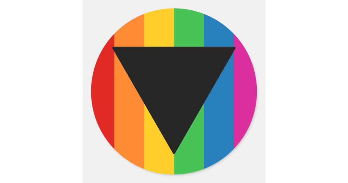 Lesbian Pride Black Triangle Classic Round Sticker | Zazzle