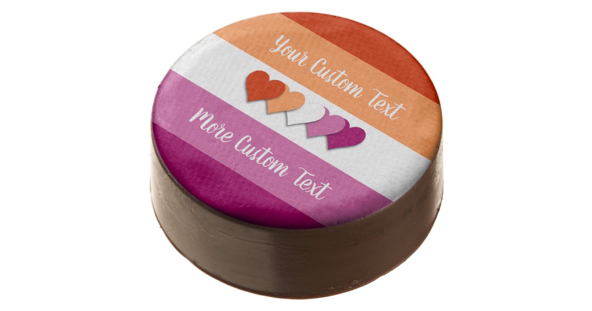 Lesbian pride flag with hearts chocolate covered oreo | Zazzle