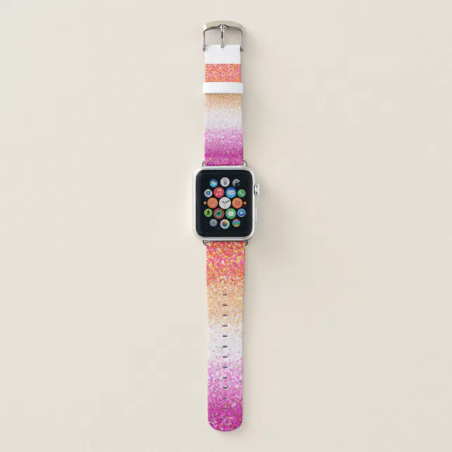 Lesbian Pride Pink Glitter Gradient Sparkle Apple Watch Band | Zazzle